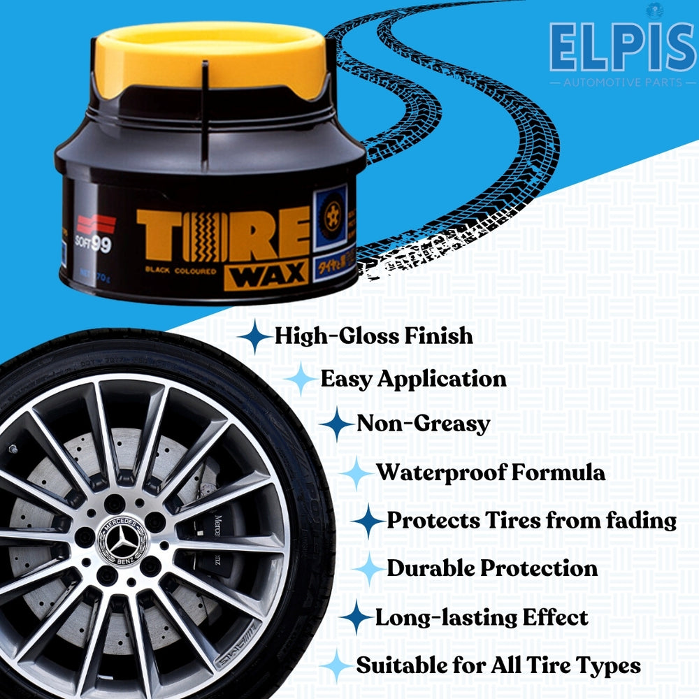 Soft99 Tire Wax Black 170g – Long-Lasting Solid Tire Shine & Protectio